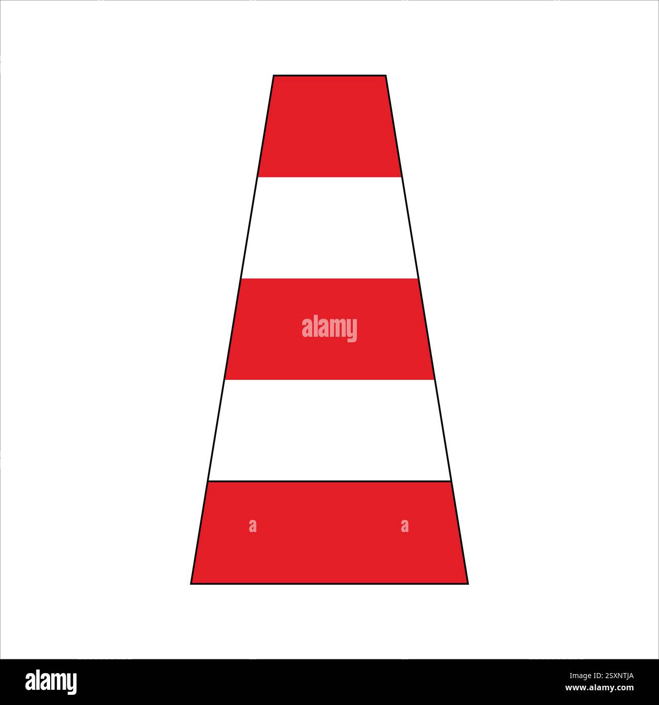 Red and white striped traffic cone signaling caution and indicating a ...