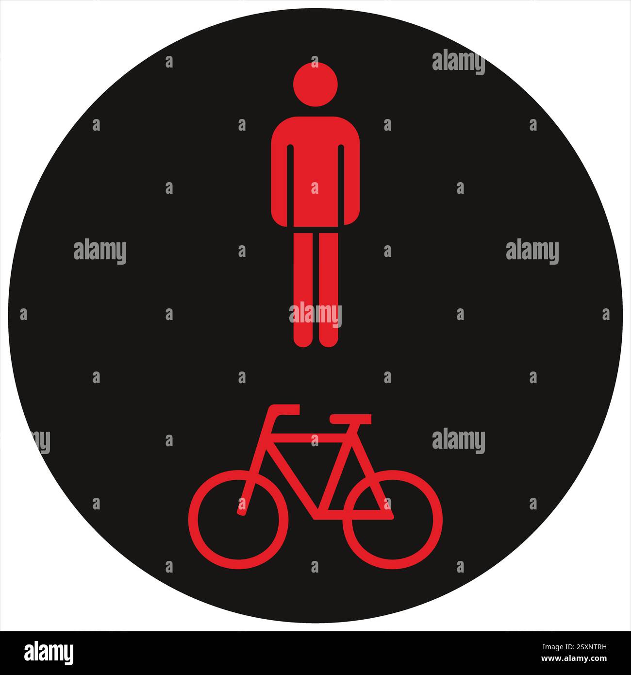 Round pedestrian and bicycle crossing sign indicating pedestrian and ...