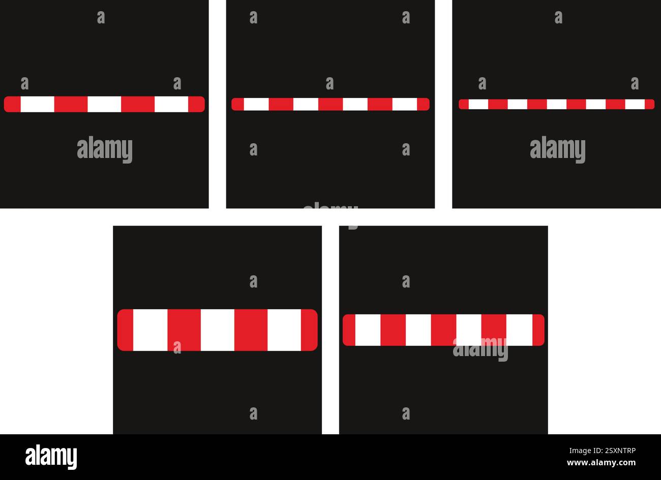 Red and white striped barrier gate animation sequence showing closing ...