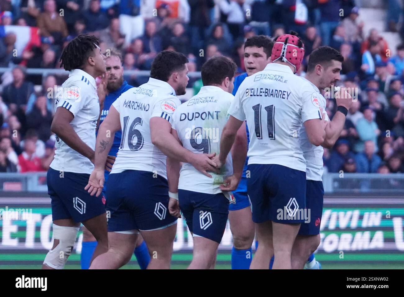 Celebration TRY Antoine Dupont of France during the 2025 Six Nations Championship, rugby union ...