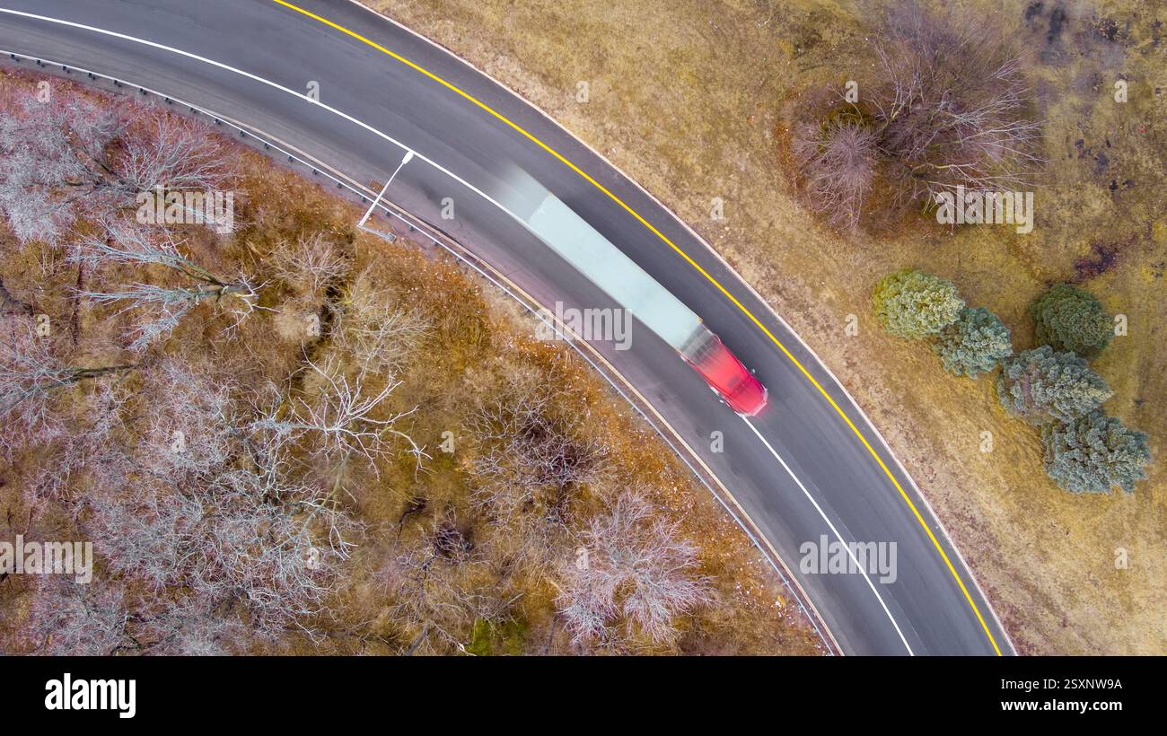 Aerial view of truck on highway ramp, New Jersey USA Stock Photo - Alamy