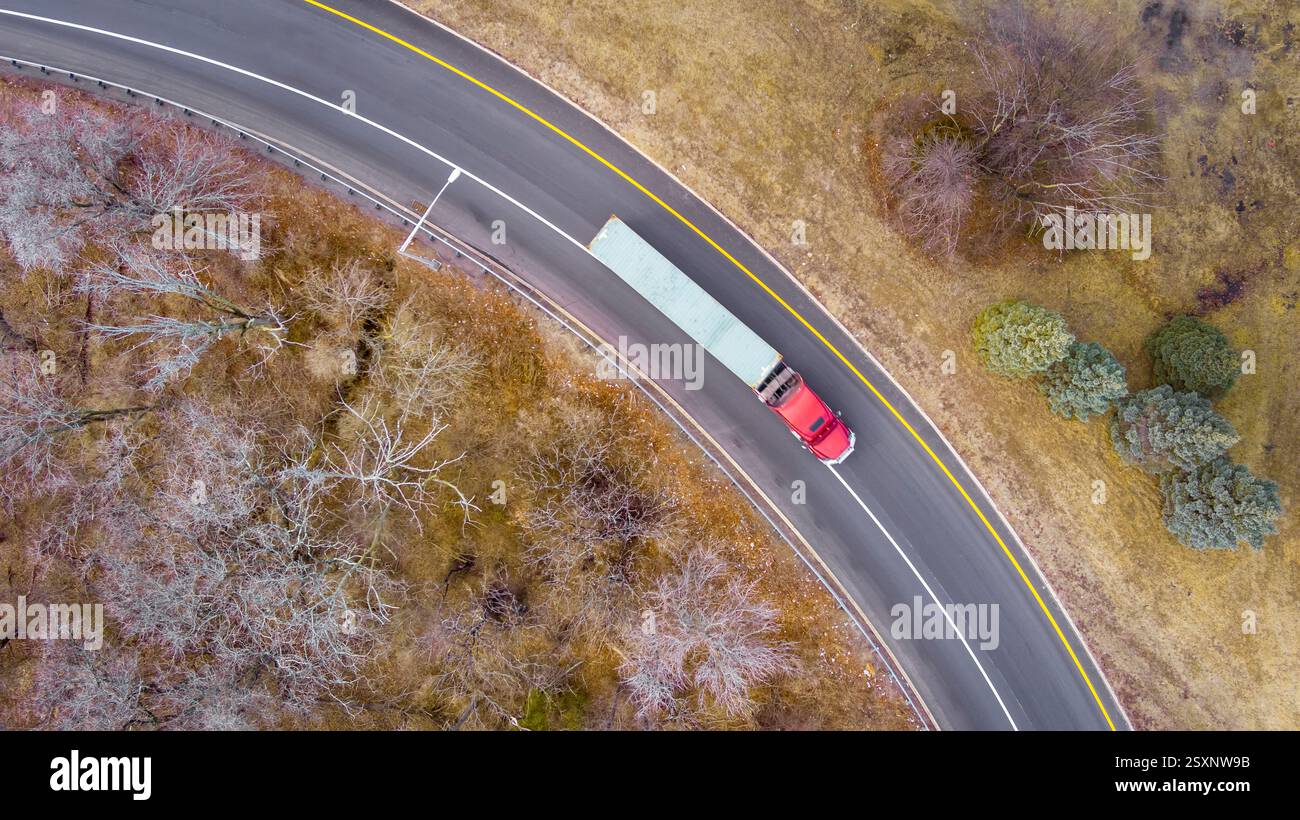 Aerial view of truck on highway ramp, New Jersey USA Stock Photo - Alamy