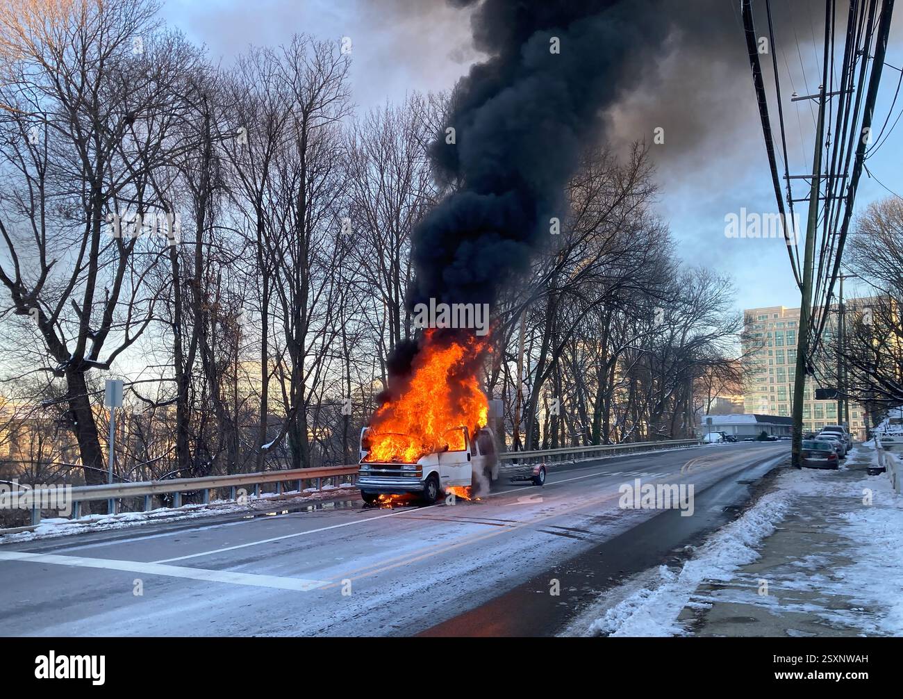 Car on fire, Conshohocken, Pennsylvania, USA Stock Photo - Alamy