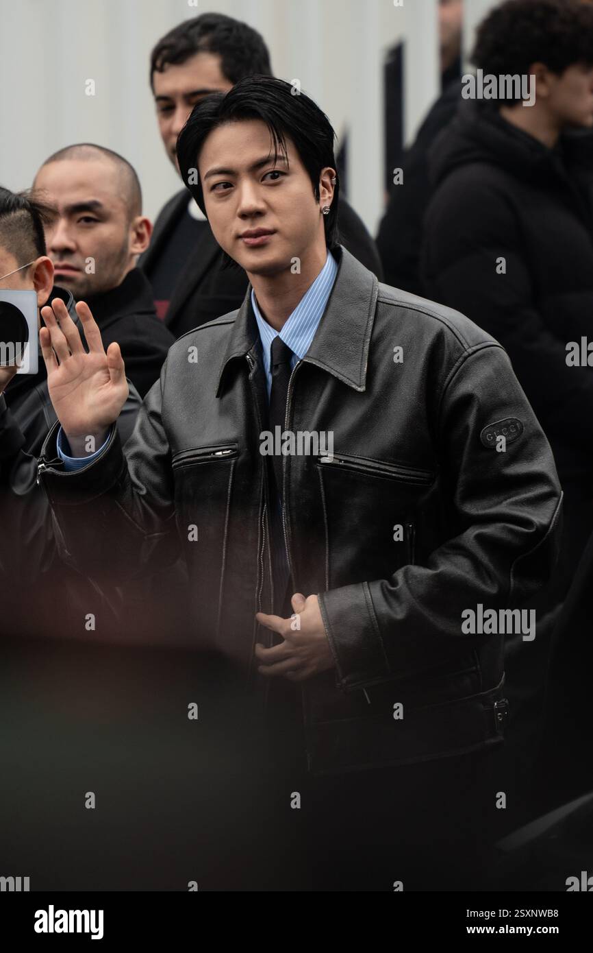 Milan, Italy. 25 February 2025. K-Pop singer Kim Seok-Jin of BTS ...