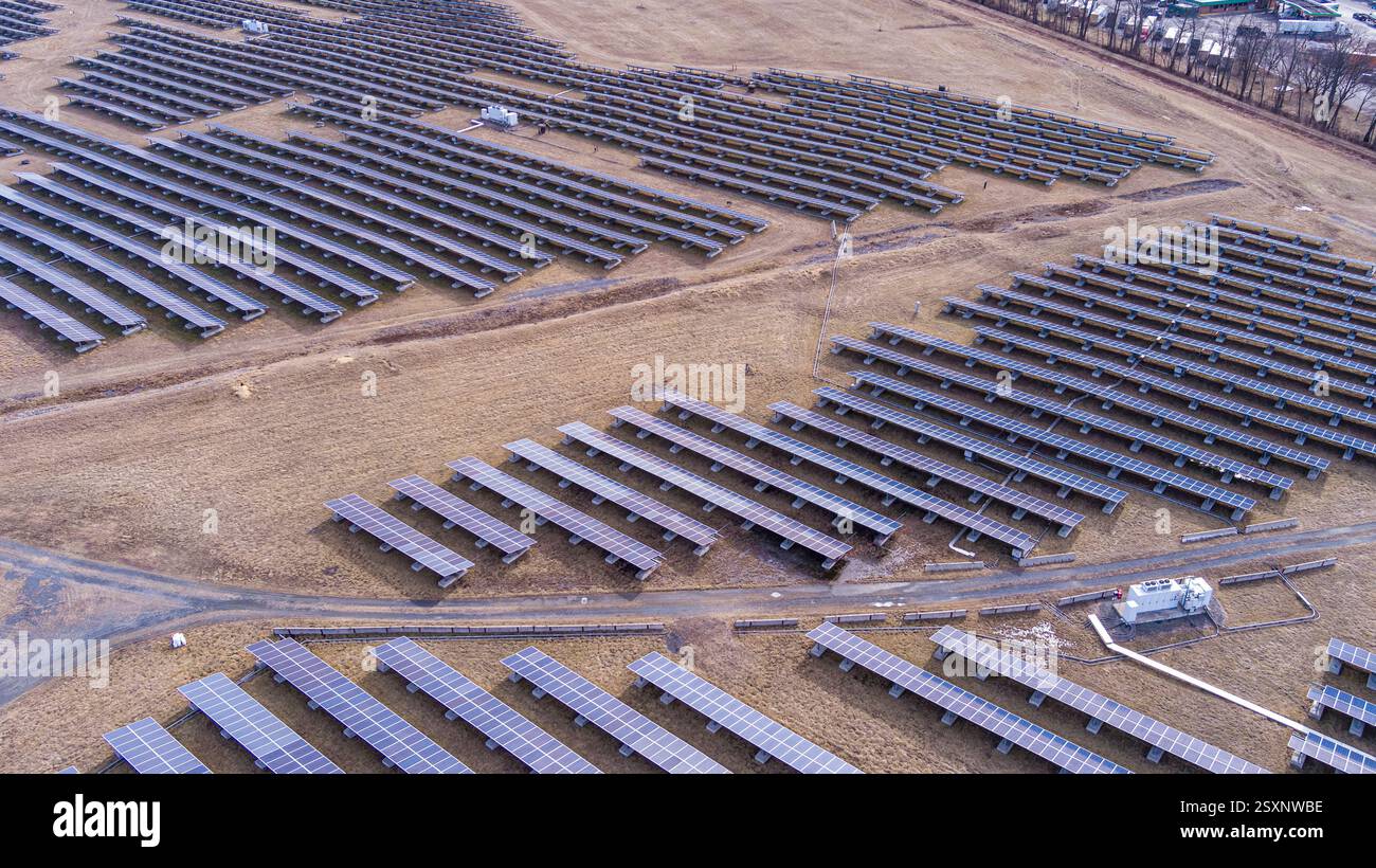Aerial view of solar farm, Pennsylvania USA Stock Photo - Alamy