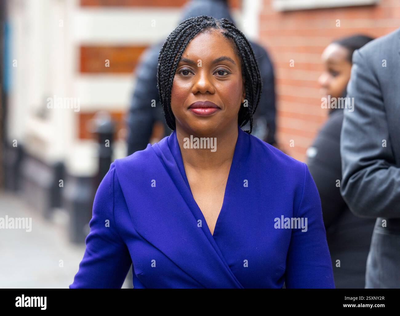 London, UK. 25th Feb, 2025. Kemi Badenoch leaves the Policy Exchange ...