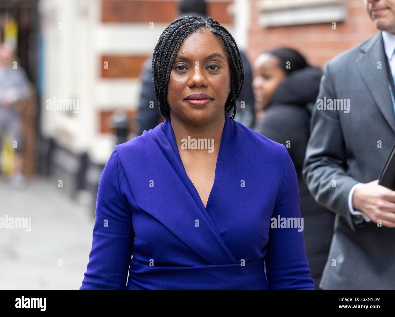 London, UK. 25th Feb, 2025. Kemi Badenoch leaves the Policy Exchange ...