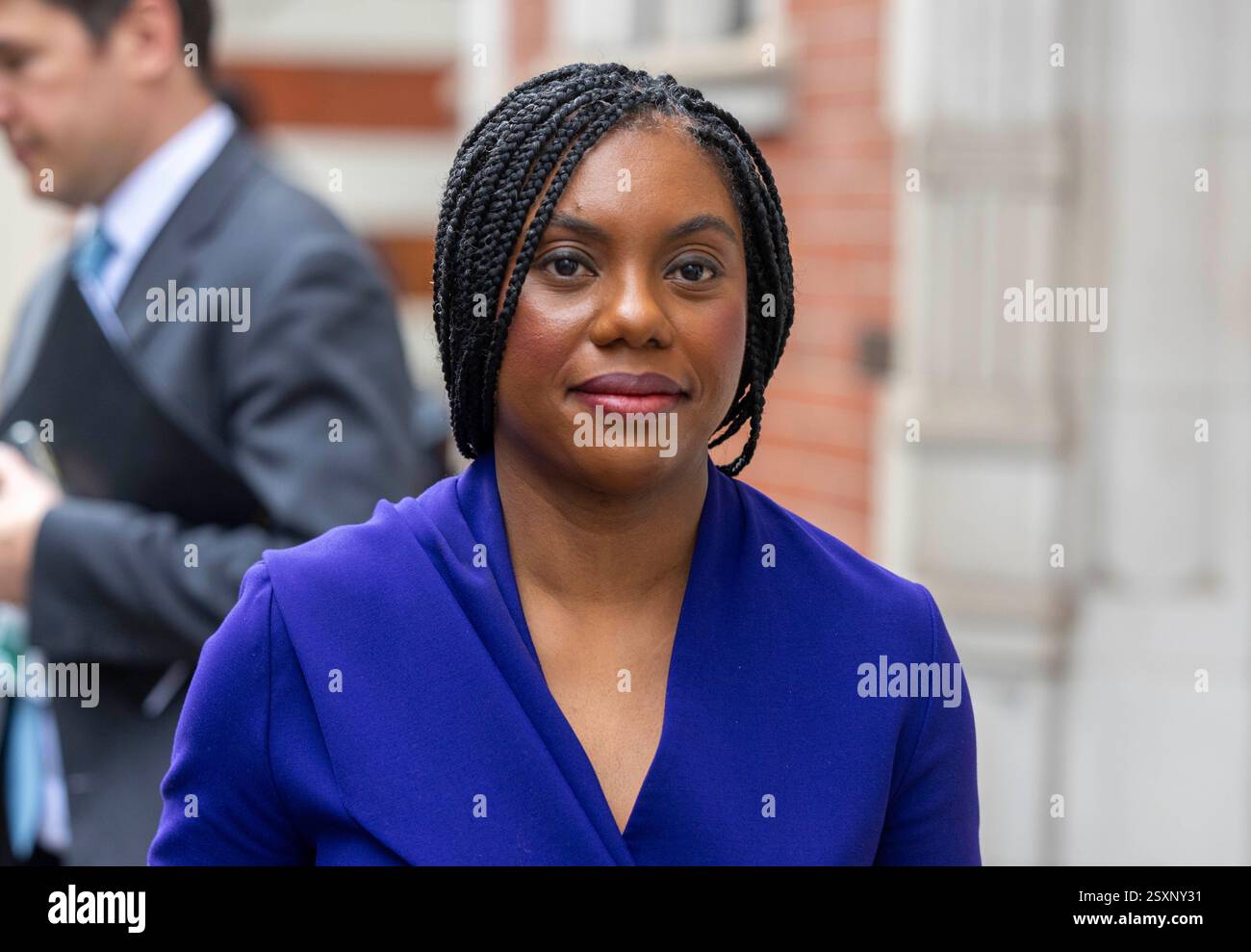 London, UK. 25th Feb, 2025. Kemi Badenoch leaves the Policy Exchange ...