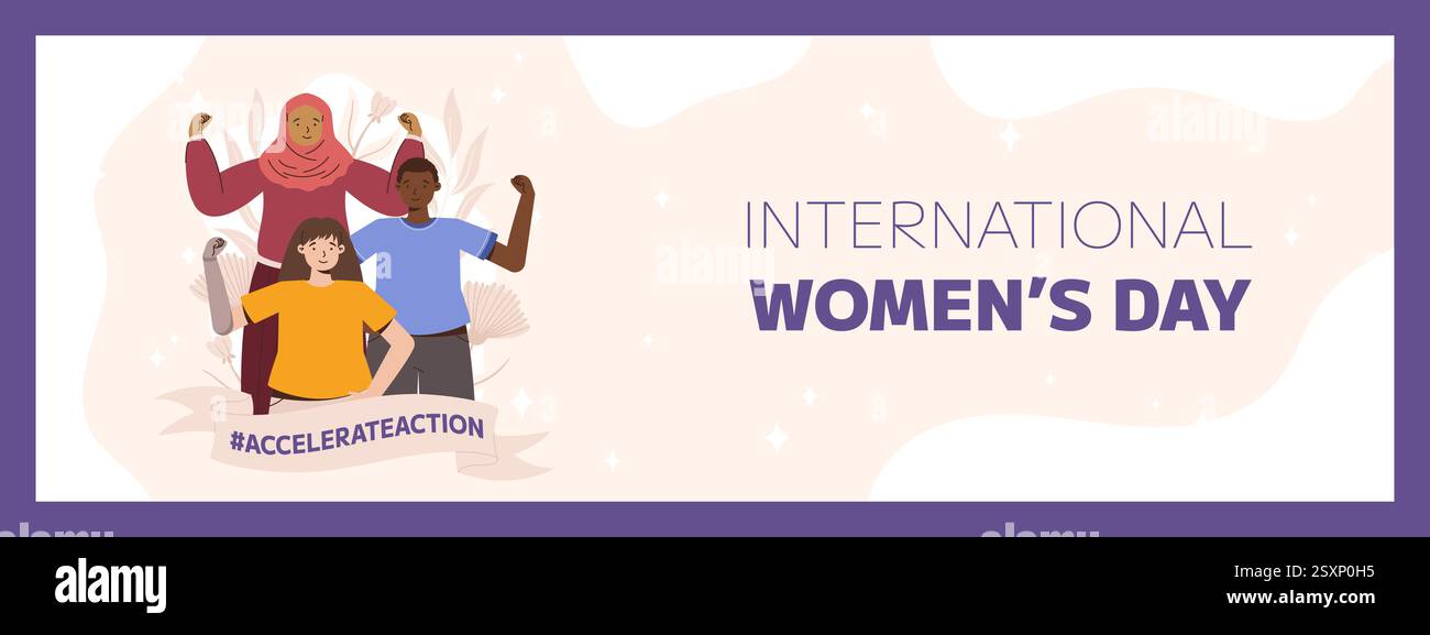 IWD 2025 Empowering Illustration for International Women Day Celebration Featuring Diverse Women ...