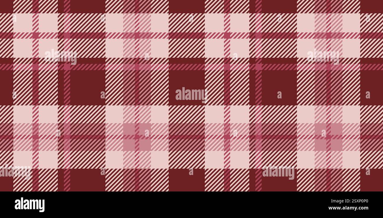 A seamless tartan plaid pattern in shades of red and pink, featuring ...