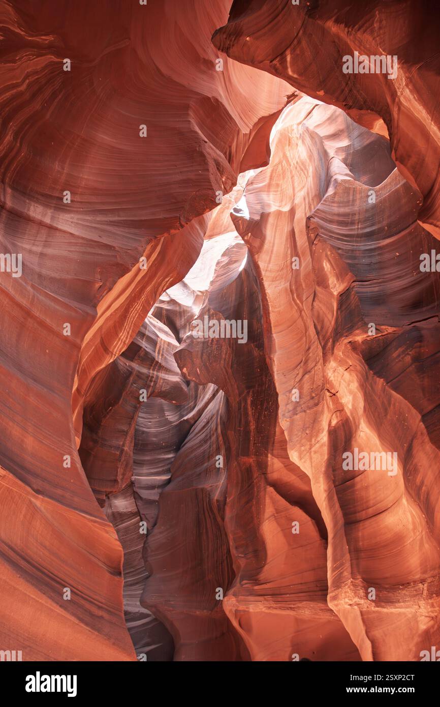 Sunlight filtering into the majestic curves of antelope canyon Stock ...