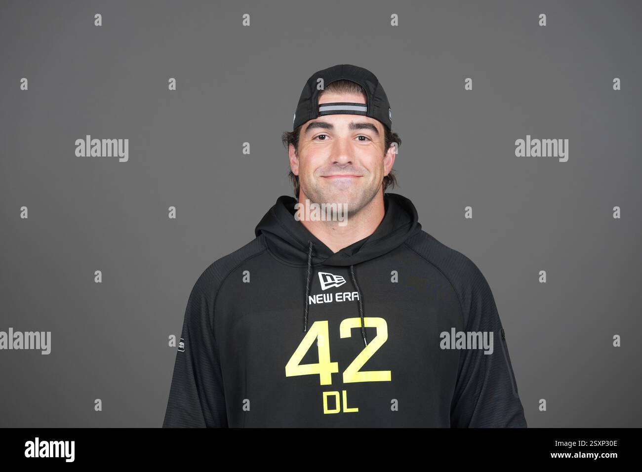 BYU defensive lineman Tyler Batty (DL42) poses for a portrait at the ...