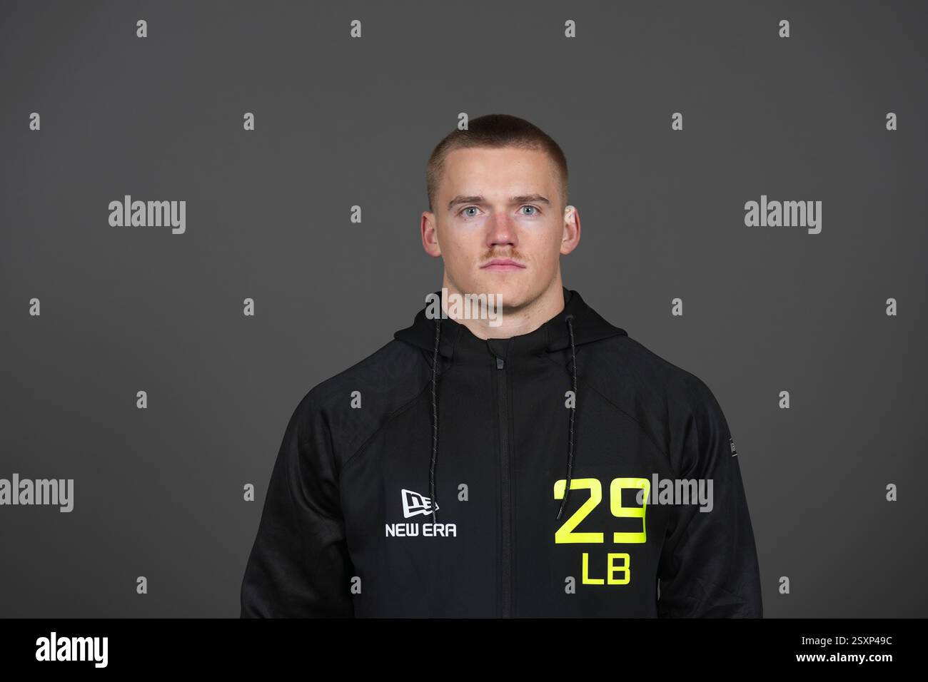 UNLV linebacker Jackson Woodard (LB29) poses for a portrait at the NFL ...