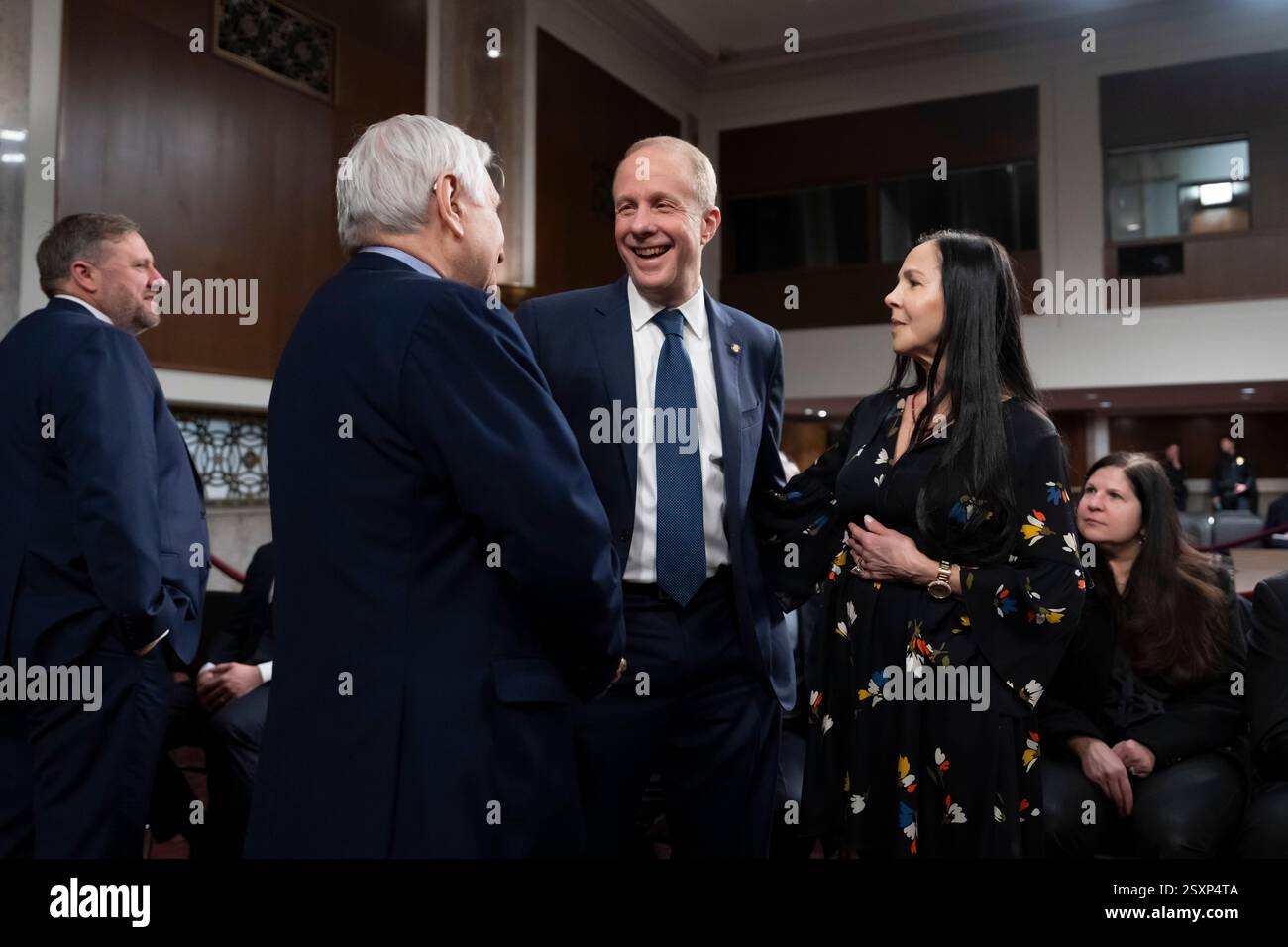 Stephen Feinberg, President Donald Trump's choice to be deputy secretary of defense, center ...