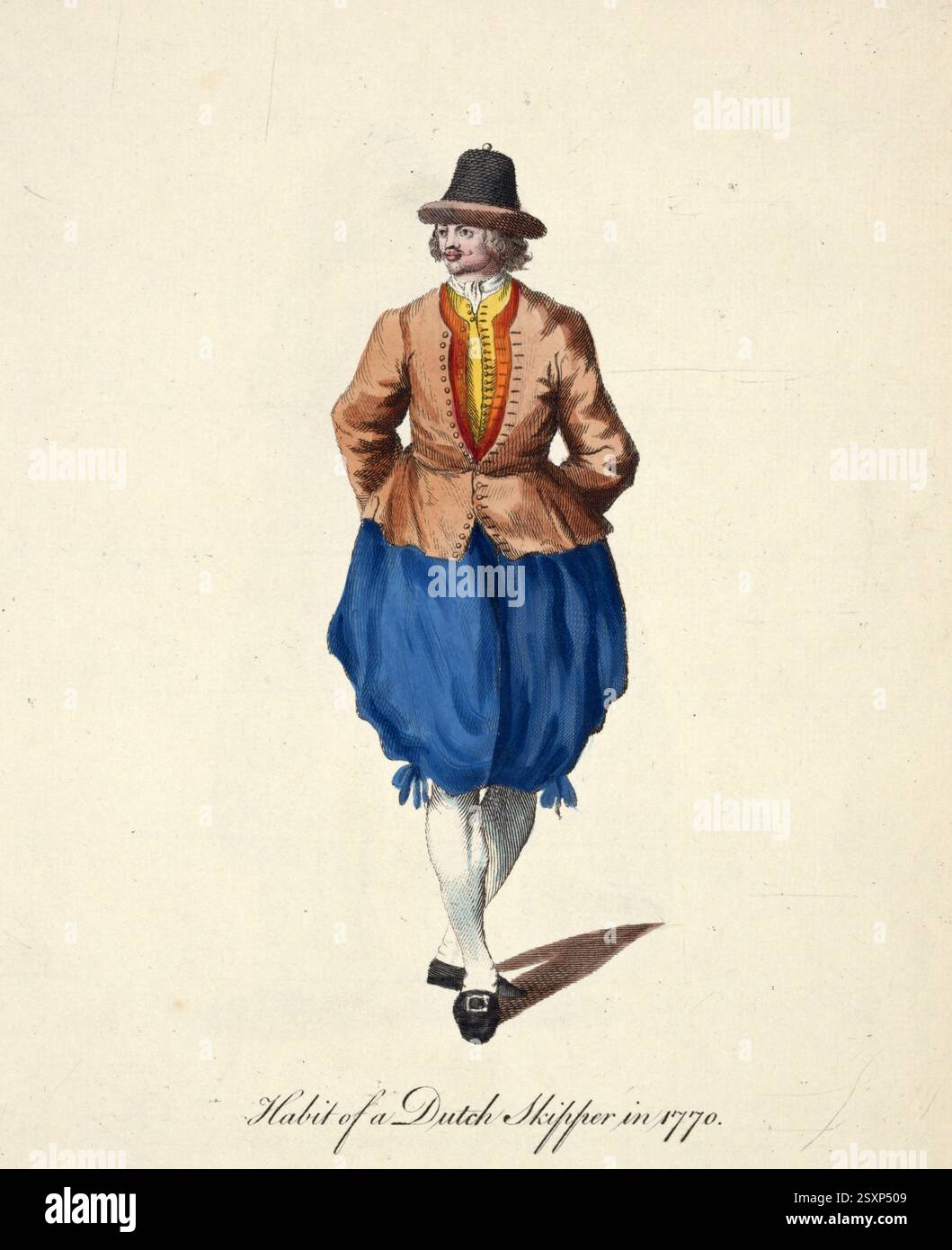 Historical clothing, fashion throughout time, robe of a Dutch captain ...