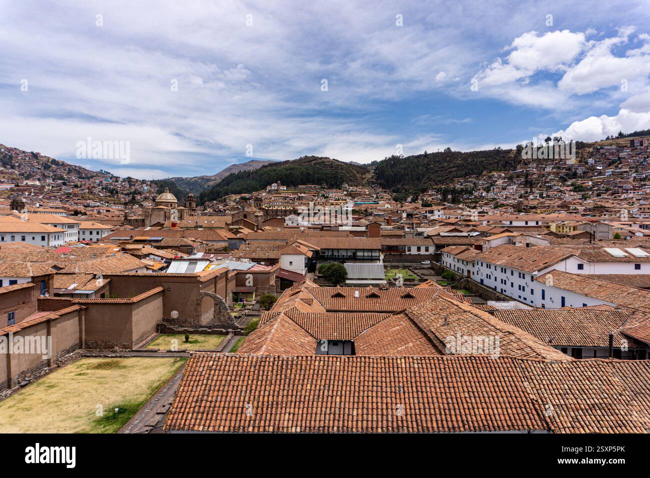 View of Cusco Peru, Featuring Colonial Buildings, Traditional Red Roofs ...