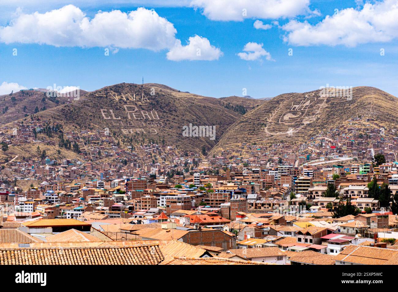 Vibrant Panoramic View of the City of Cusco Peru with Colonial ...