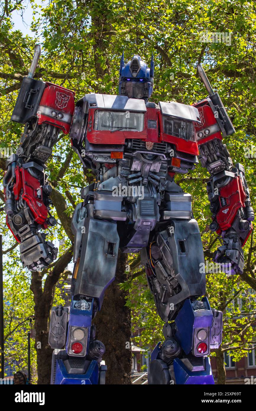 London, UK - May 26th 2023: A statue of Optimus Prime, in Leicester ...