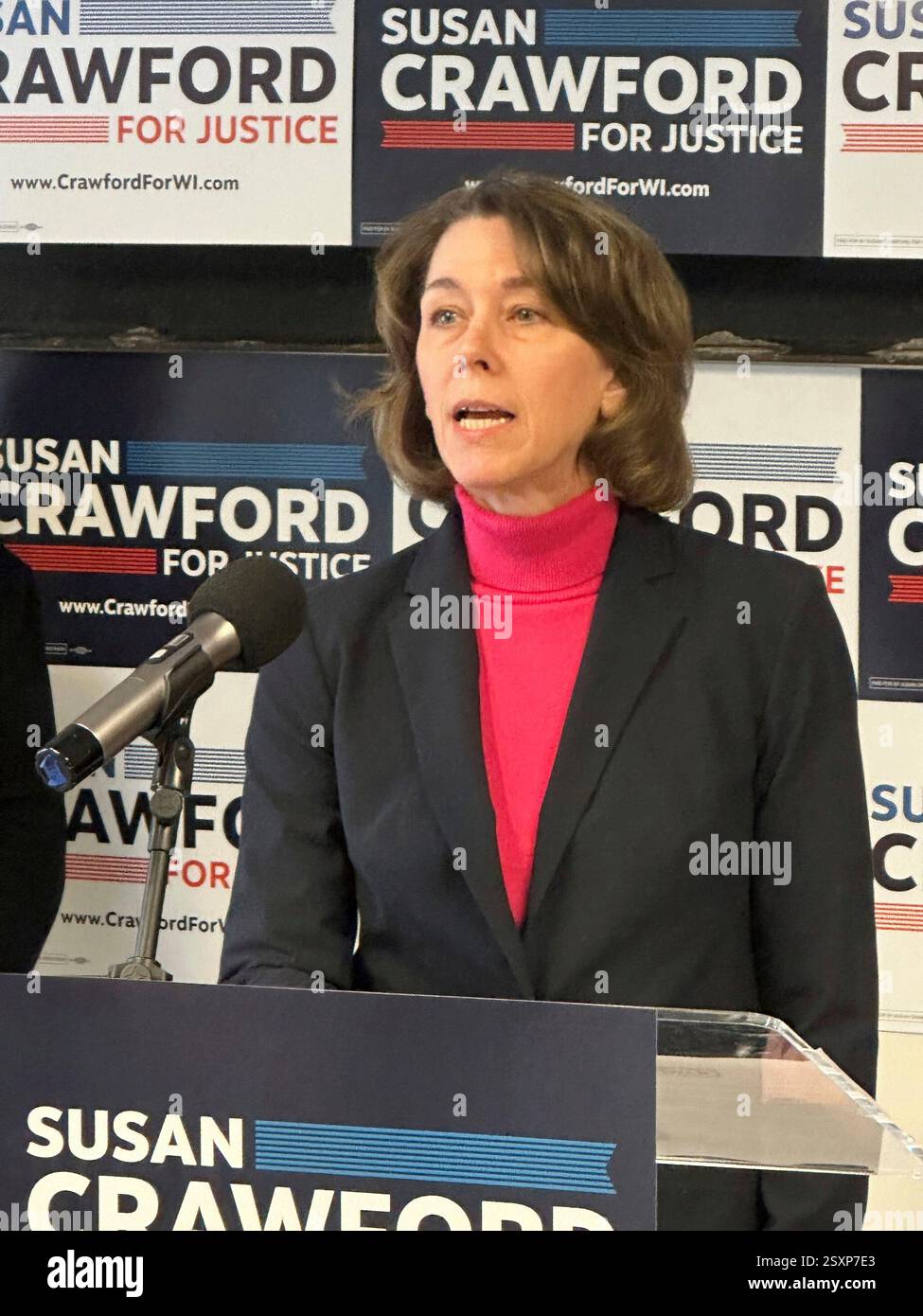 Wisconsin Supreme Court candidate Susan Crawford takes questions at a ...