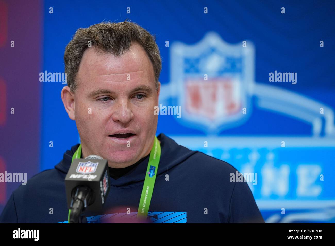 Tennessee Titans general manager Mike Borgonzi speaks during a press ...