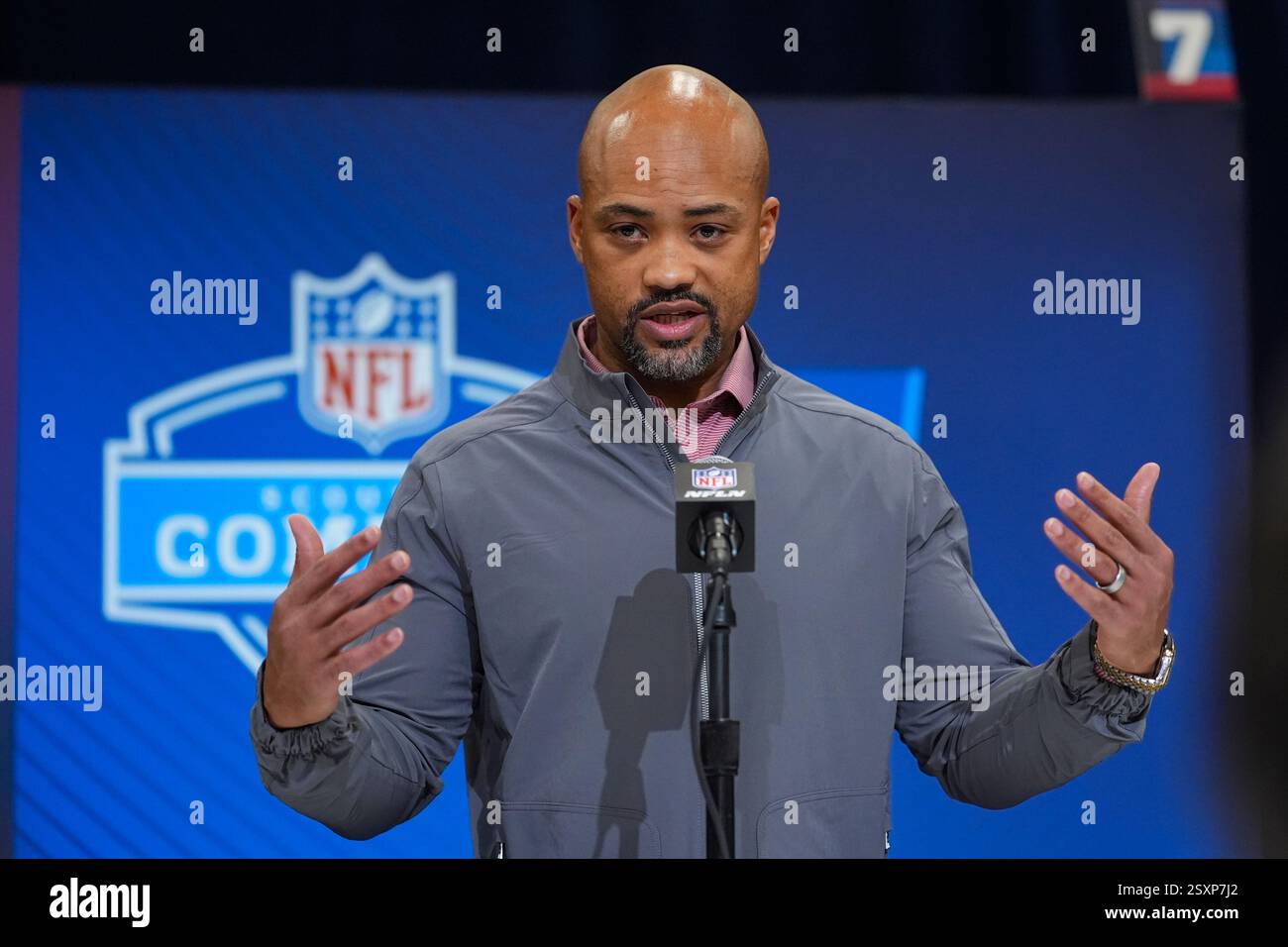 Atlanta Falcons general manager Terry Fontenot speaks during a press ...