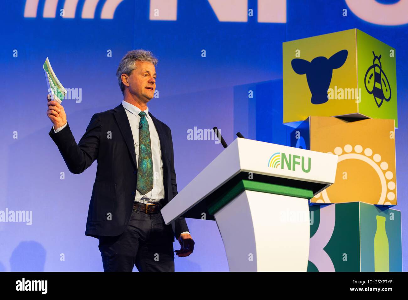 London, UK. 25 FEB, 2025. Angus Davison at Haygrove, speaks at the NFU ...