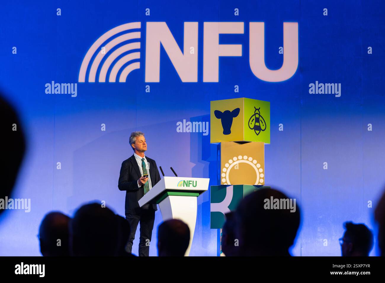 London, UK. 25 FEB, 2025. Angus Davison at Haygrove, speaks at the NFU ...