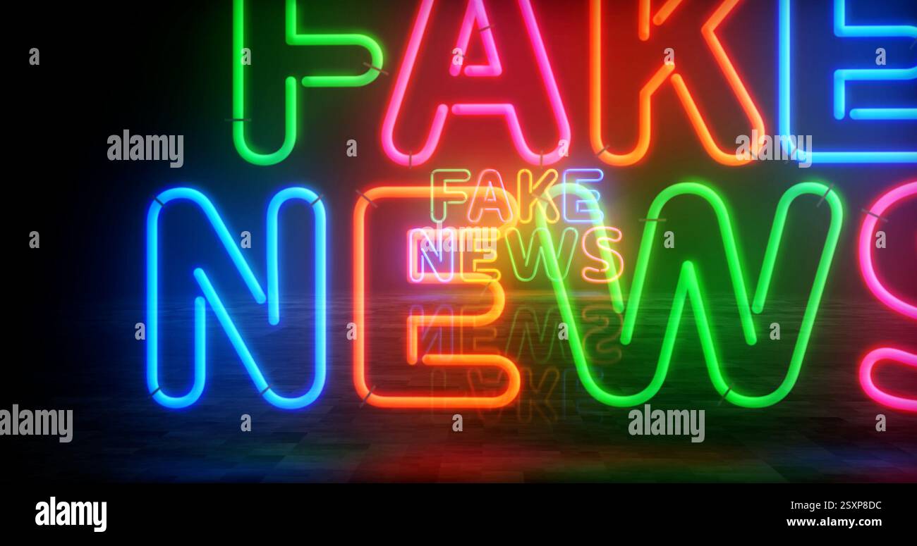 Fake news hoax neon symbol. Propaganda and disinformation light color ...