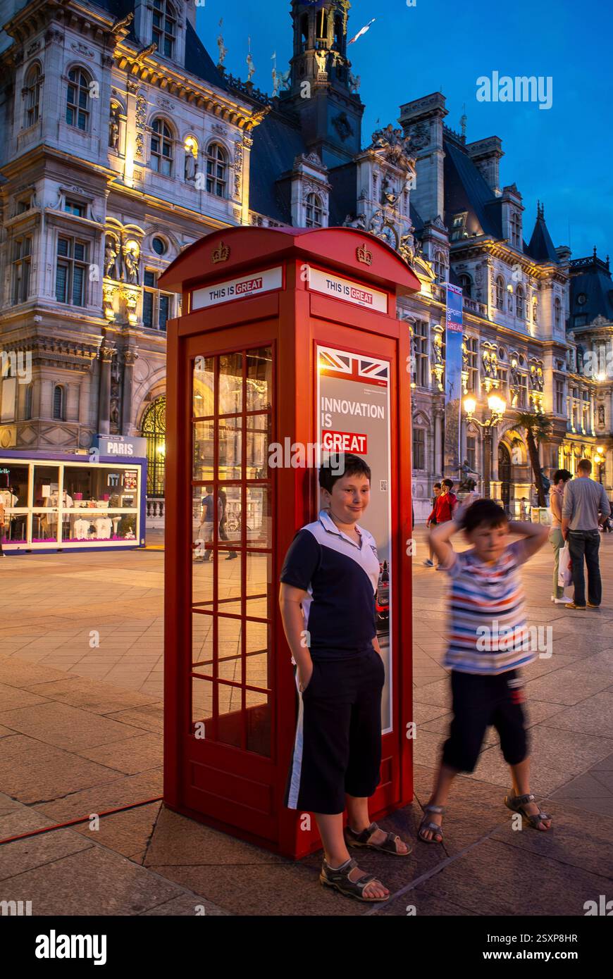 Paris, France, Crowd People, Tourists,, Public Telephone Booth, British ...