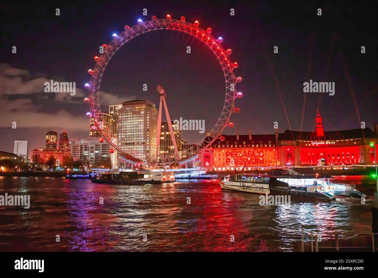 London, UK. 24th Feb, 2025. The Uber Boat leaves the Westminster Pier ...