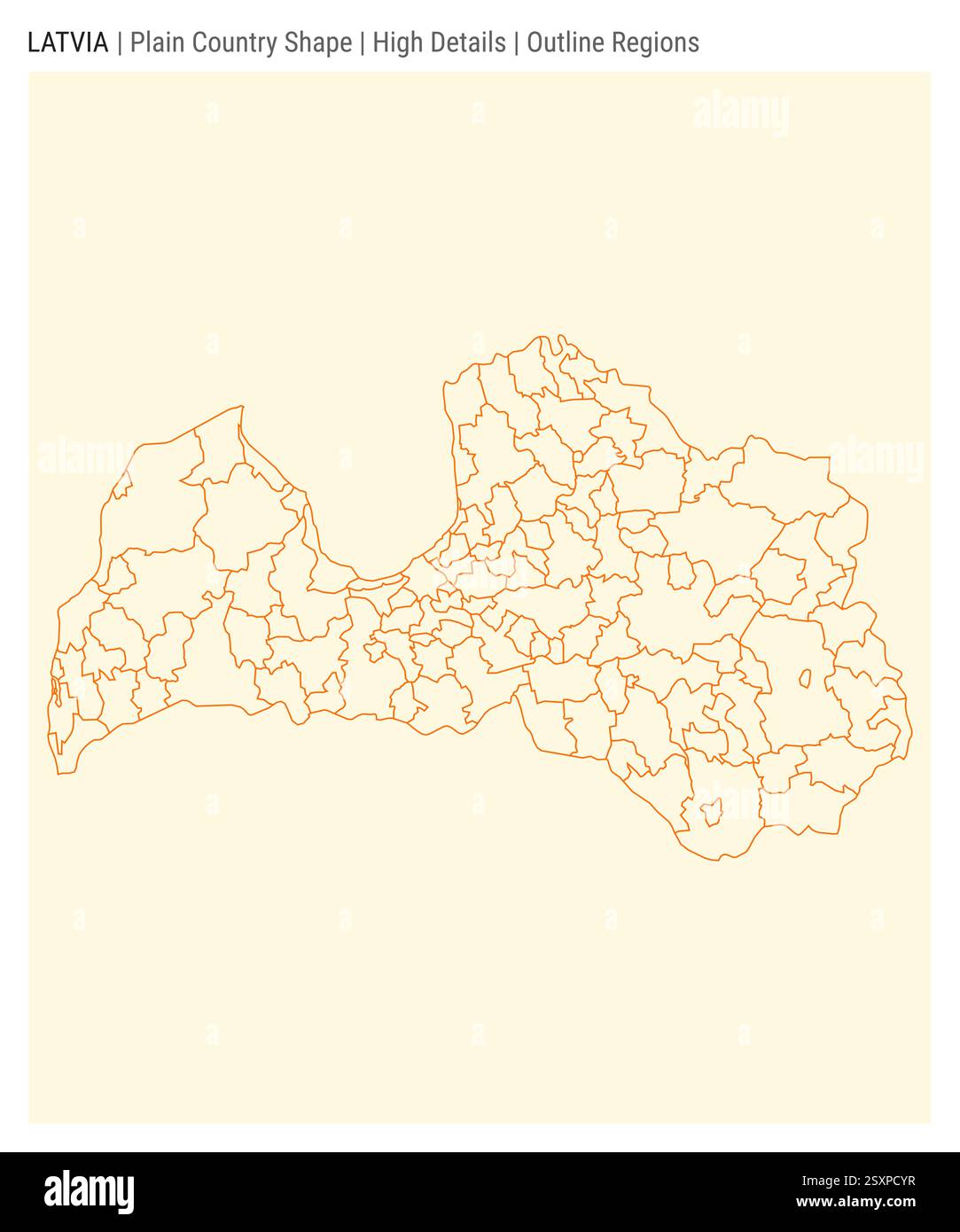 Latvia plain country map. High details. Outline regions style. Shape of Latvia. Vector ...