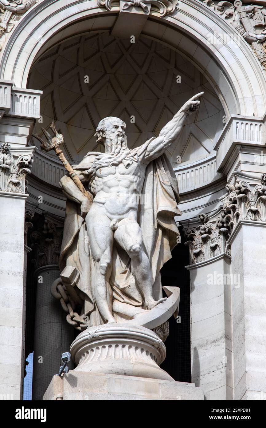 London, UK - March 14th 2023: The statue of Old Father Thames on the ...