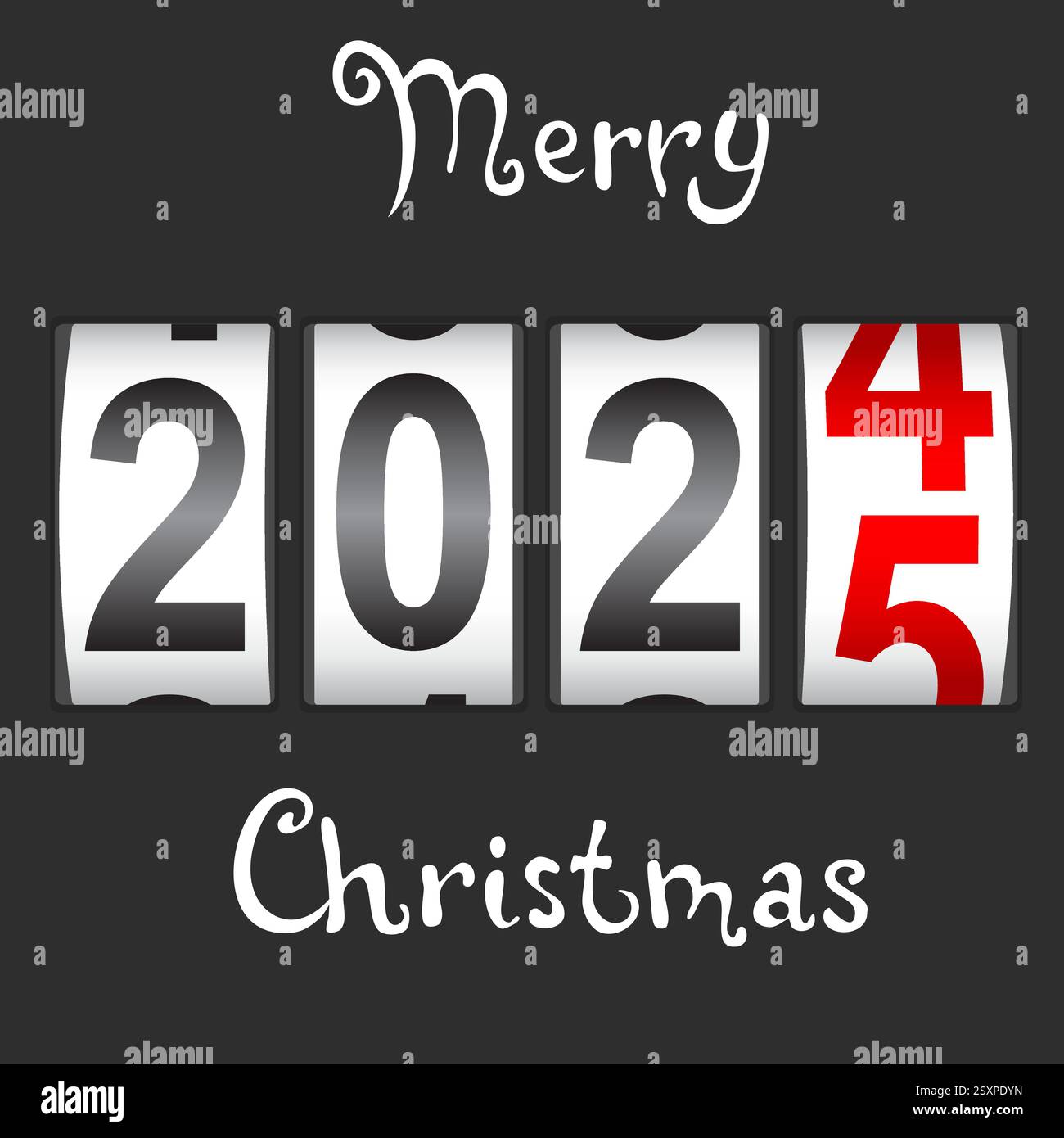 Modern digital counter with the number of the new year 2025 on a white ...