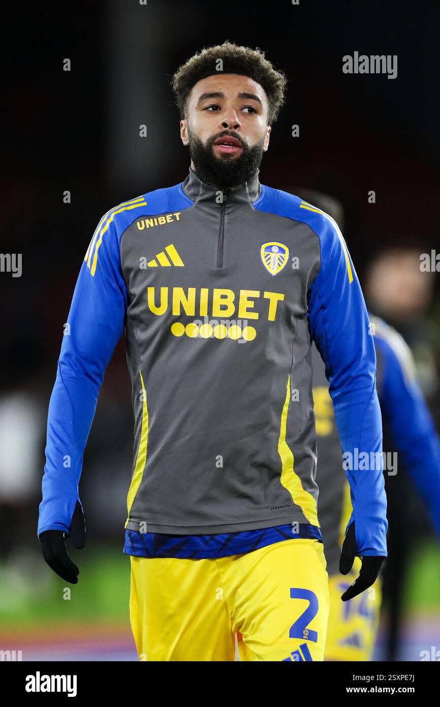 Sheffield, UK. 24th Feb, 2025. Leeds United defender Jayden Bogle (2 ...