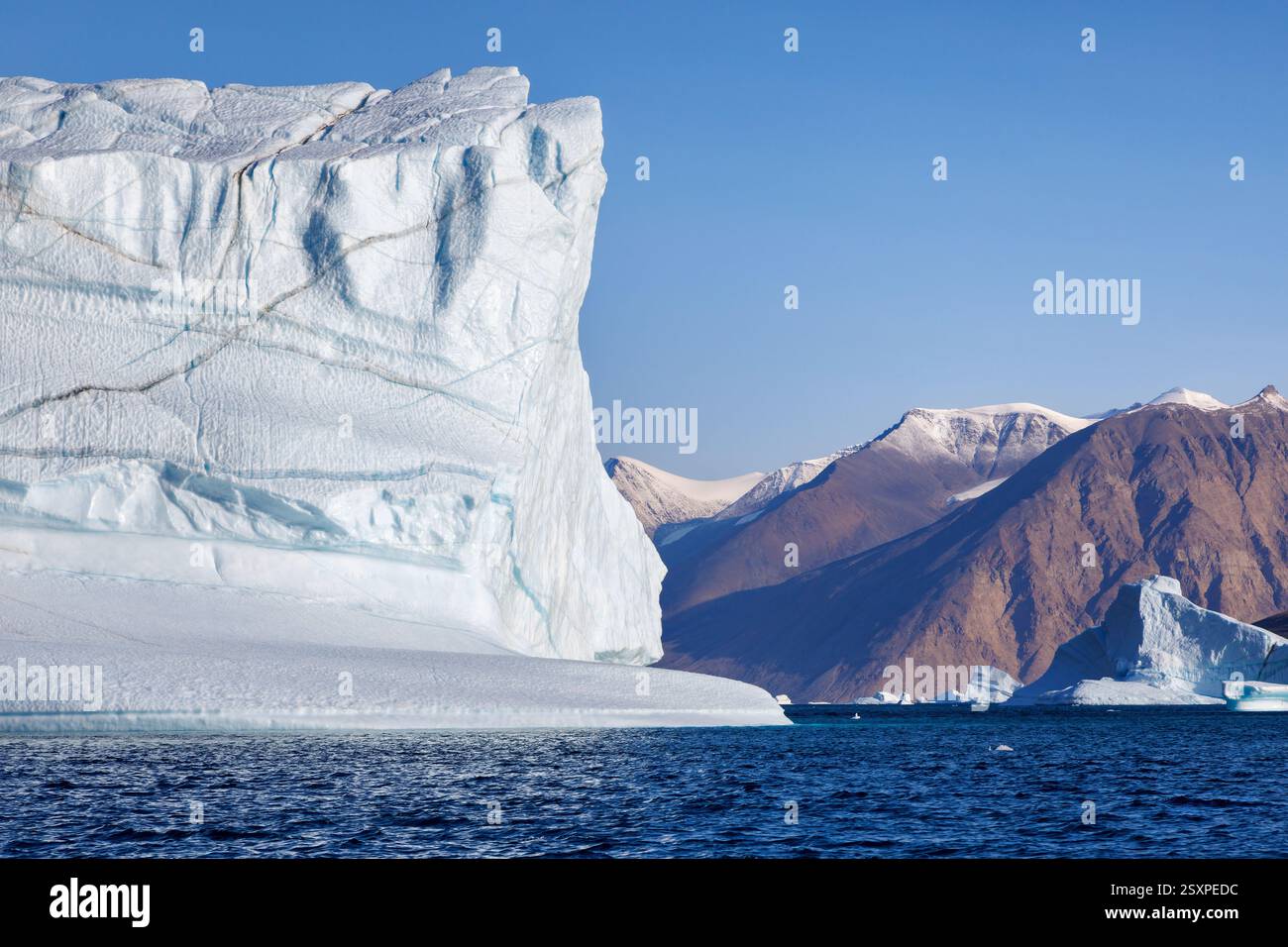 Giant blue iceberg in Kjerulf Fjord, Northeast Greenland National Park ...
