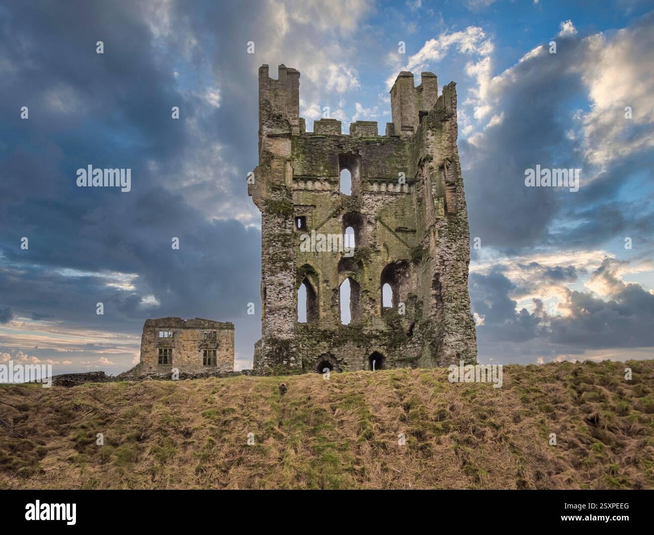 The image is of the ruins of Helmsley Castle in the North Yorkshire ...