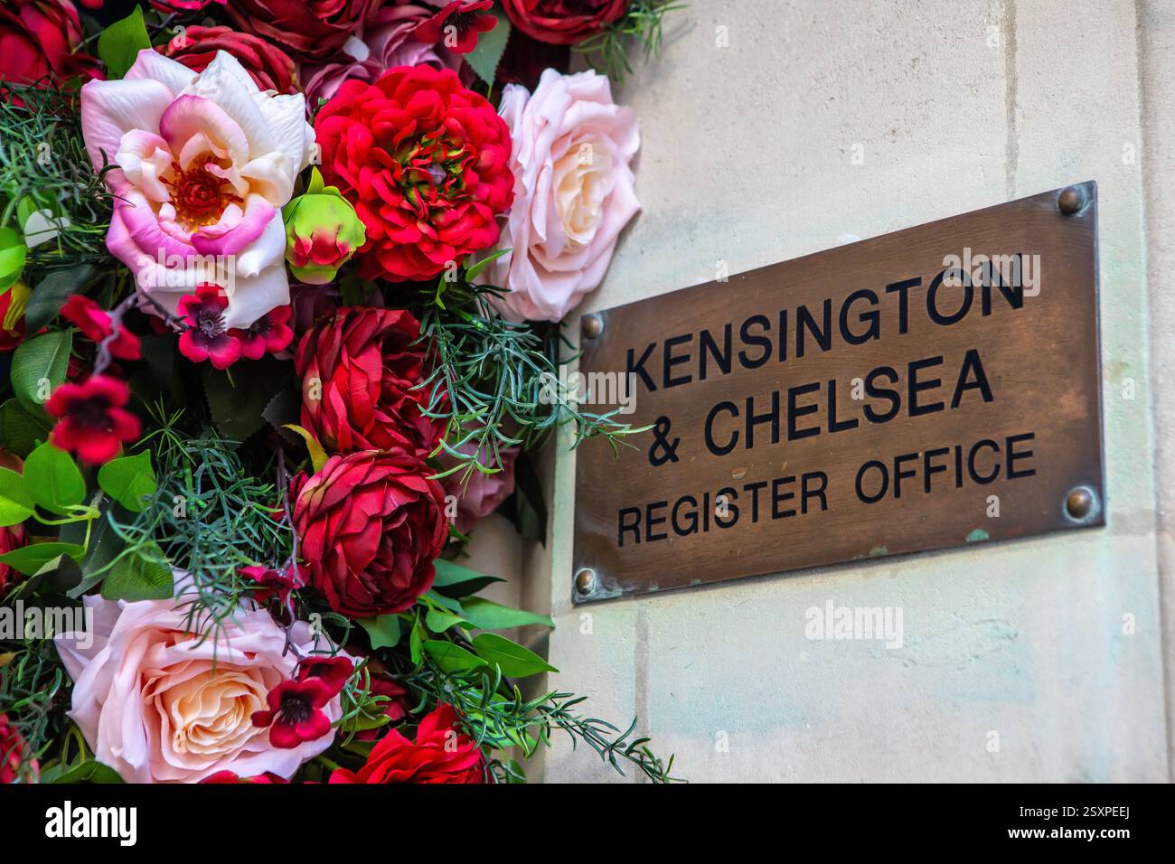 Sign at the entrance of Kensington and Chelsea Register Office, located ...
