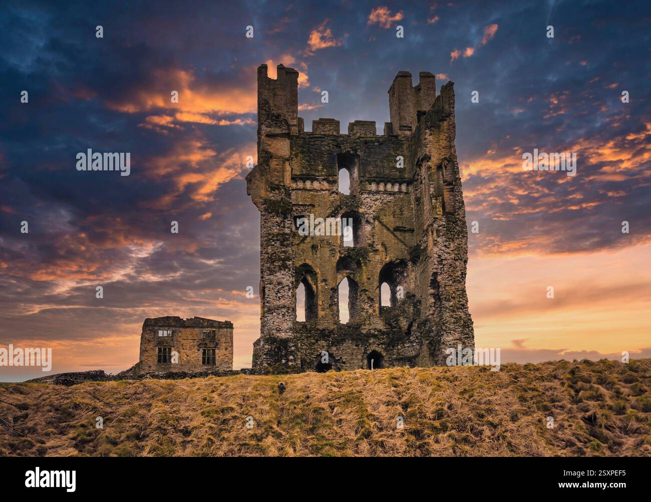 The image is of the ruins of Helmsley Castle in the North Yorkshire ...