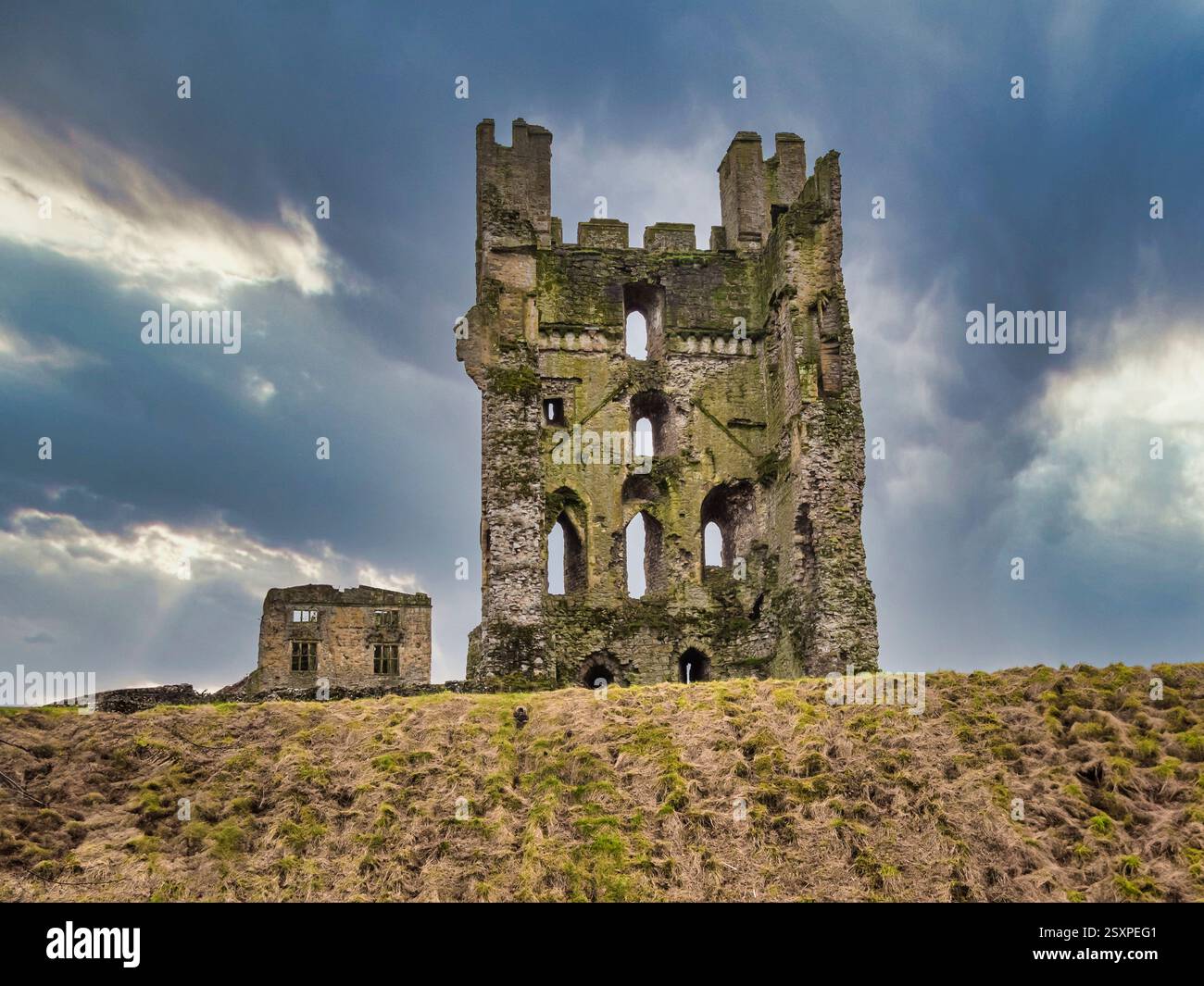 The image is of the ruins of Helmsley Castle in the North Yorkshire ...