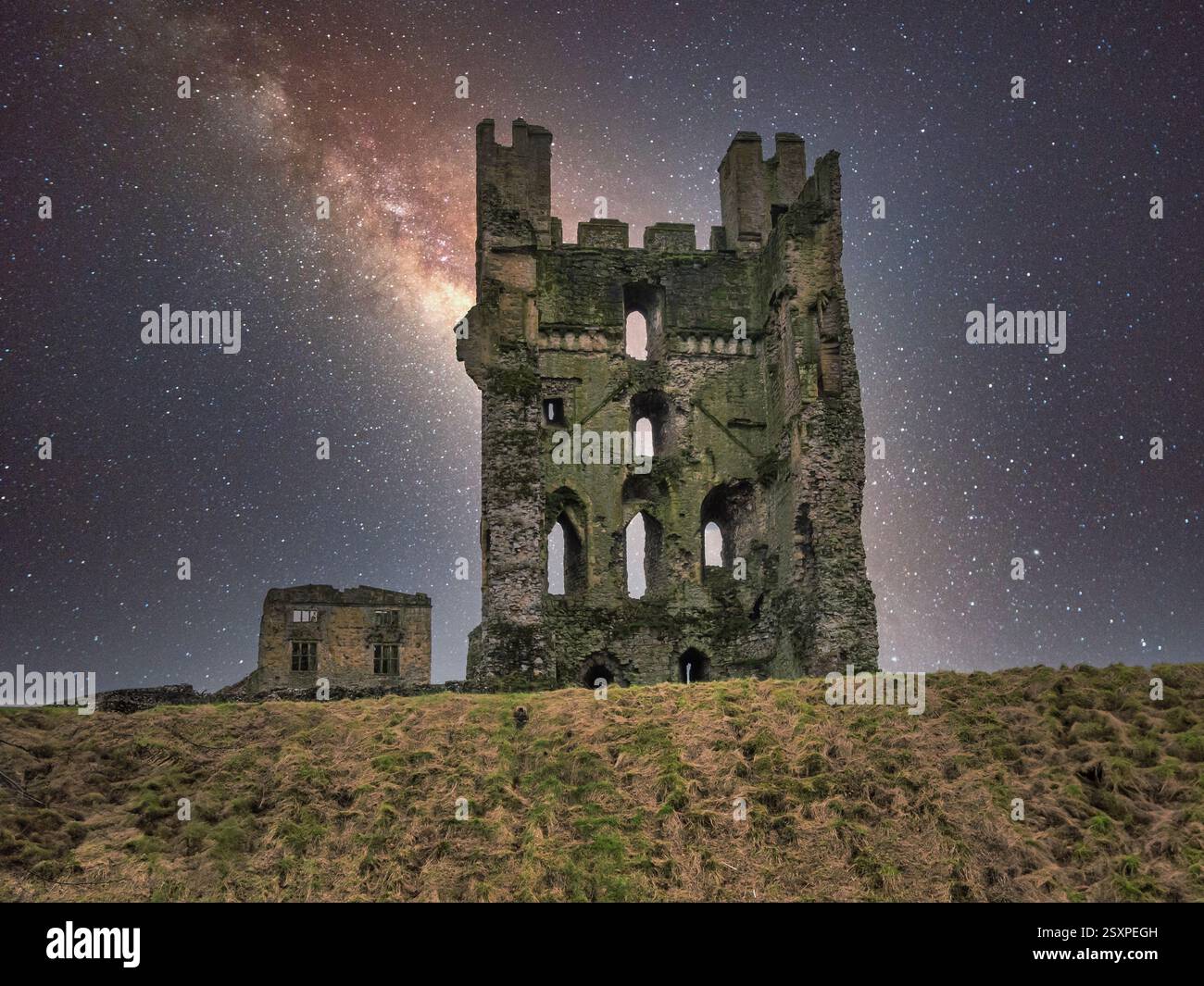 The image is of the ruins of Helmsley Castle in the North Yorkshire ...