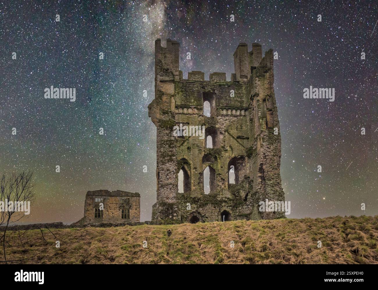 The image is of the ruins of Helmsley Castle in the North Yorkshire ...