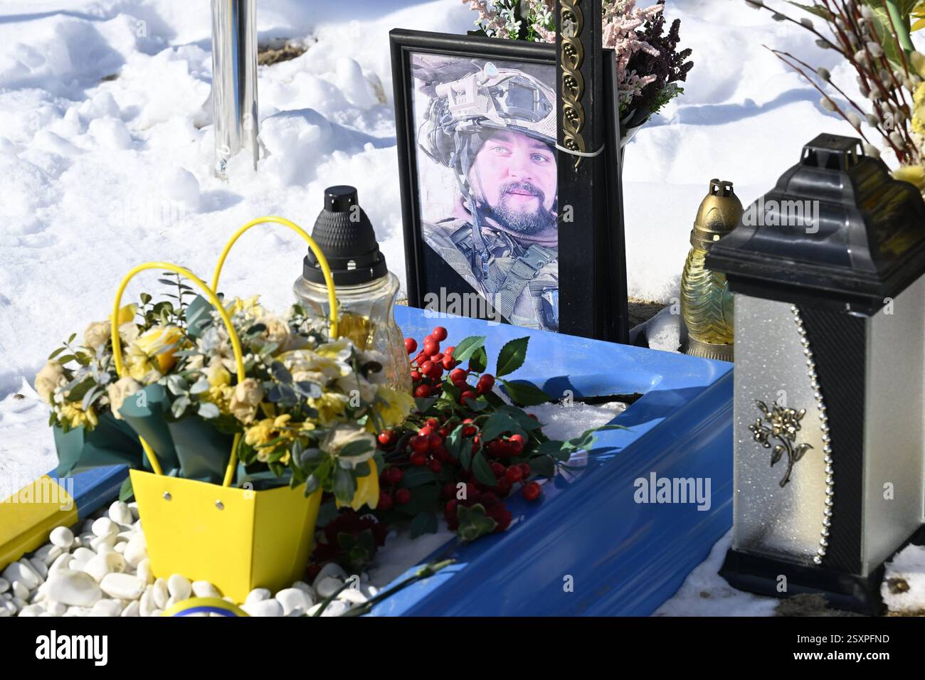 Irpin, Ukraine. 25th Feb, 2025. Graves of fallen Ukrainian soldiers at ...