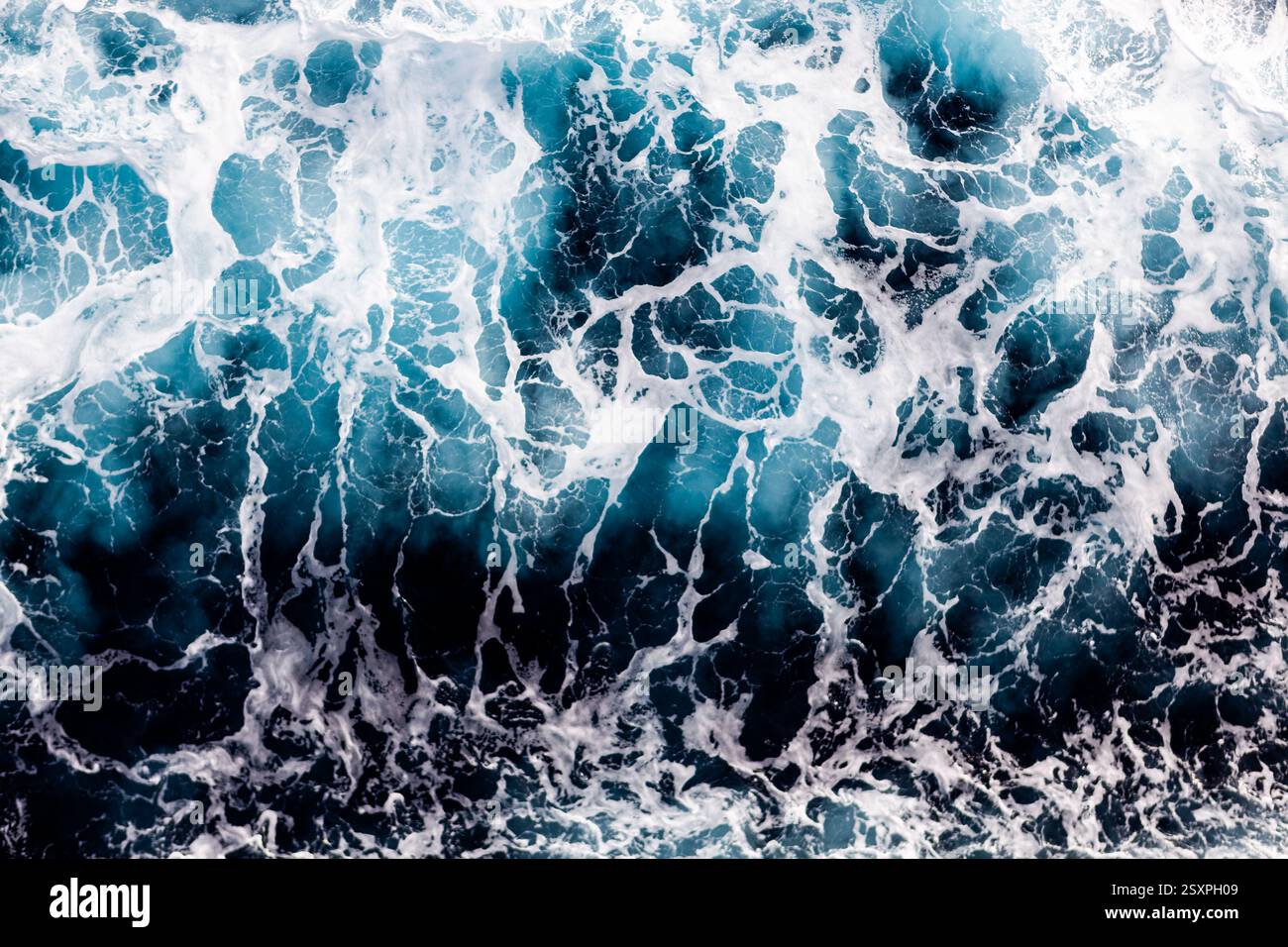 Ocean surface texture. Top view of captivating water with foam Stock ...