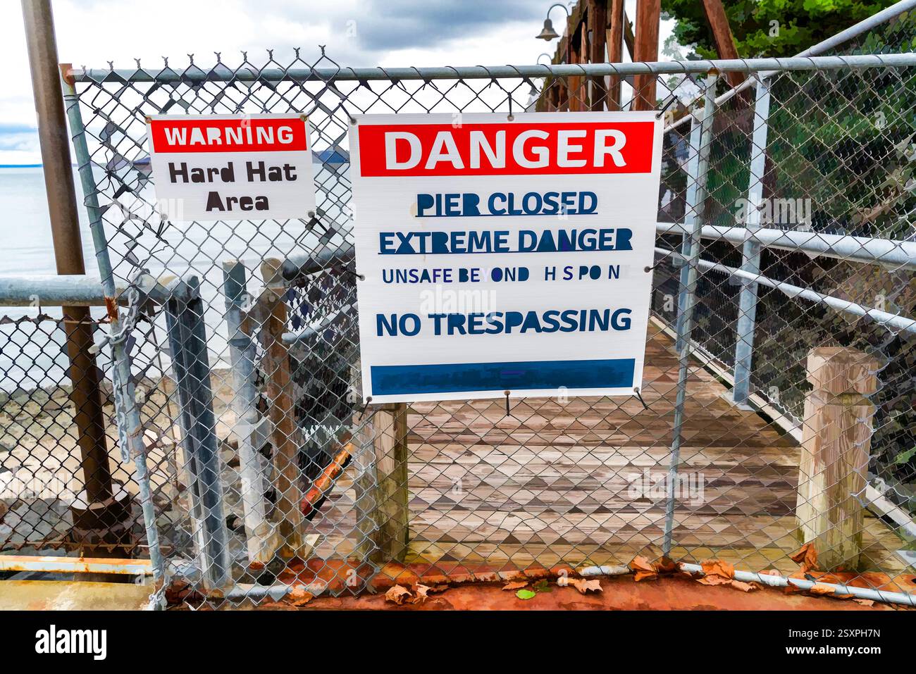 Illustration warning sign pier hi-res stock photography and images - Alamy