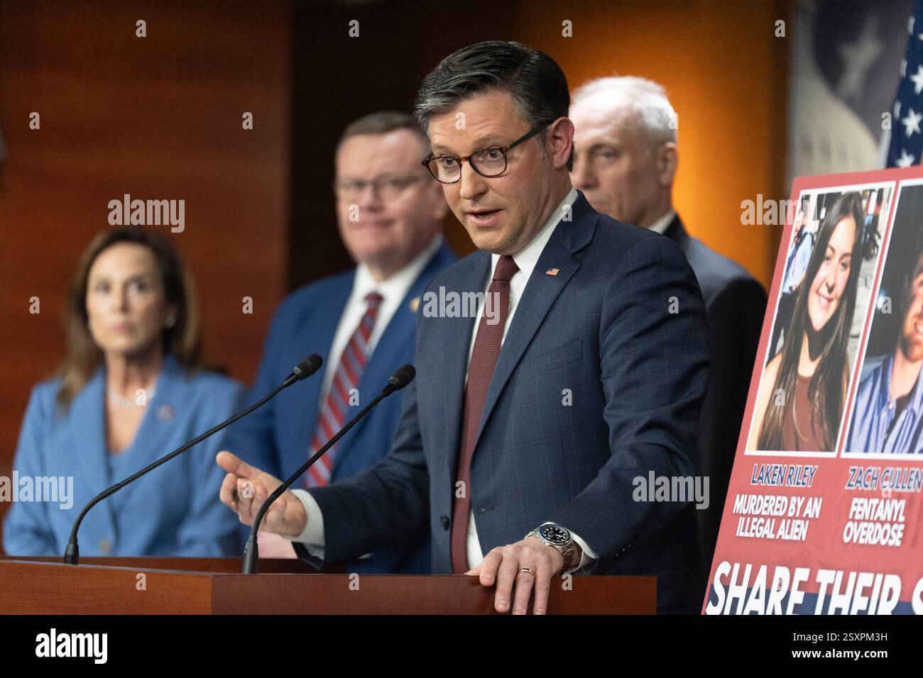 Speaker of the House Mike Johnson, of La., with House Republican ...
