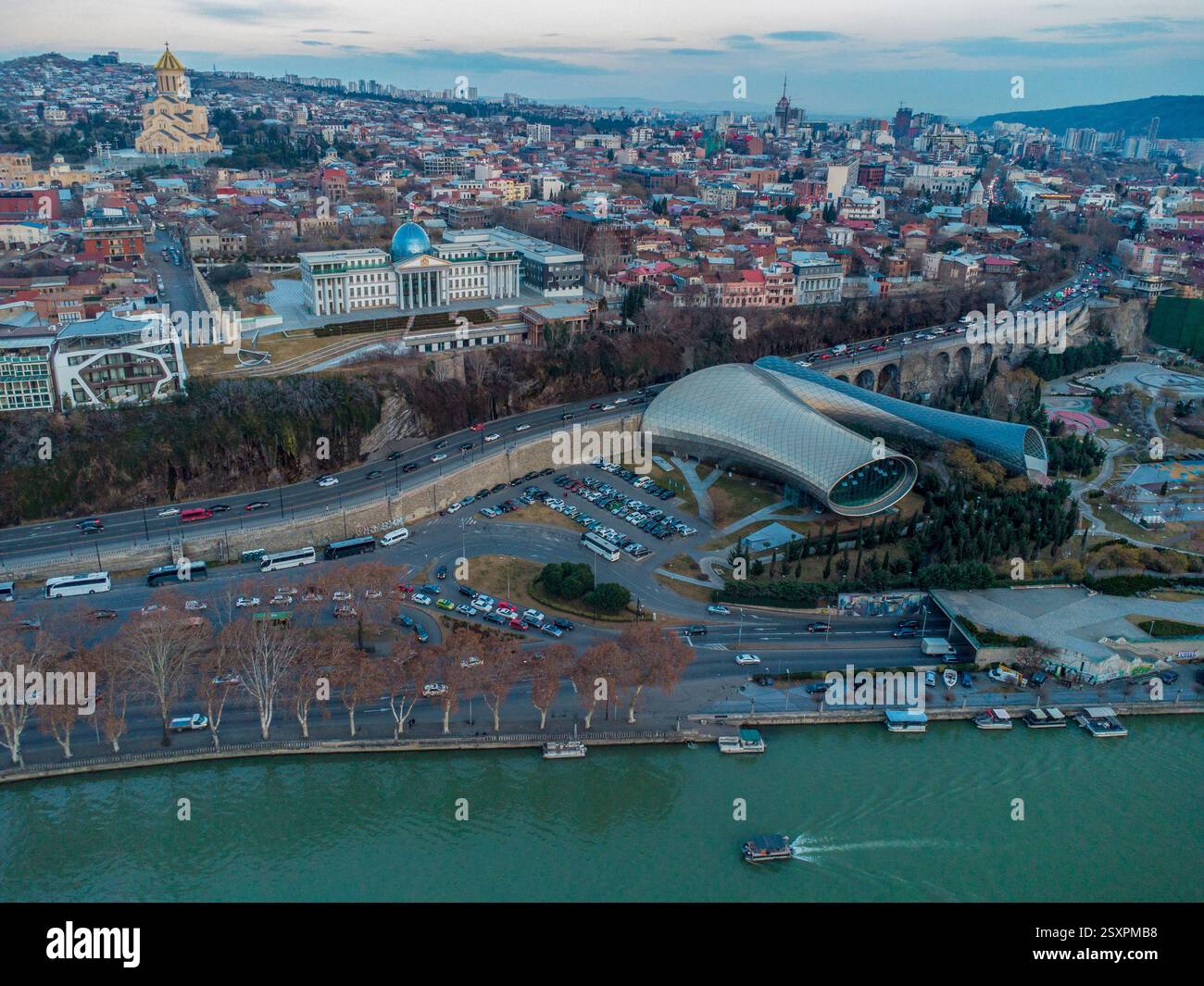 Drone point of view on Rhike park , Rike Music Theater and Exhibition ...