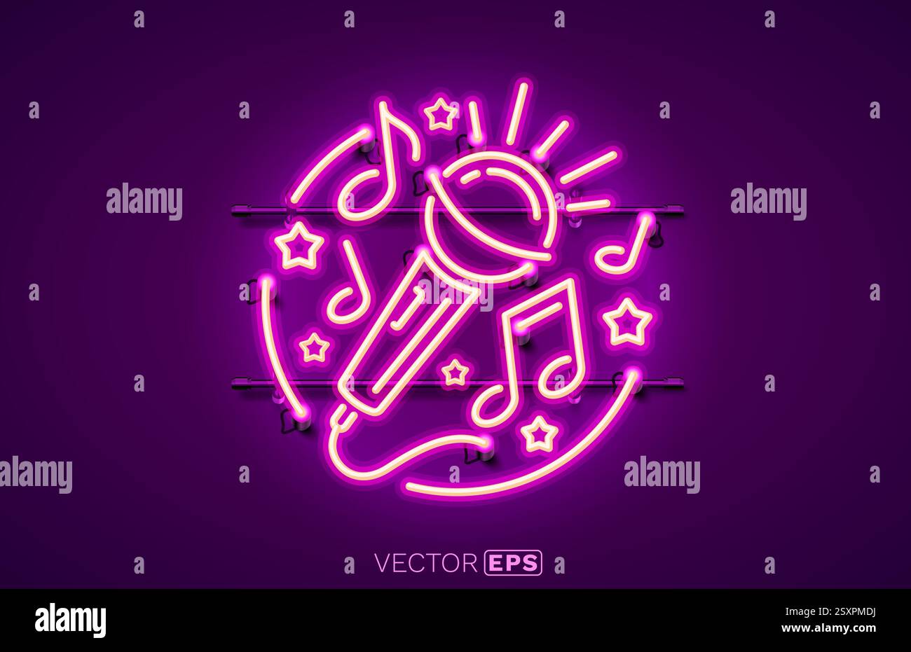 Neon icon microphone on Stock Vector Images - Alamy