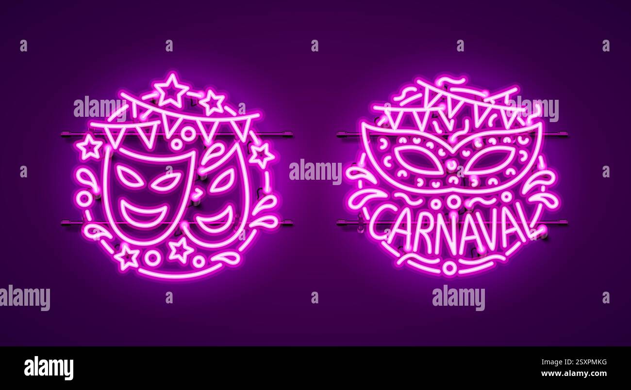 Carnaval neon sign, color purple, festival label. Vector Stock Vector ...