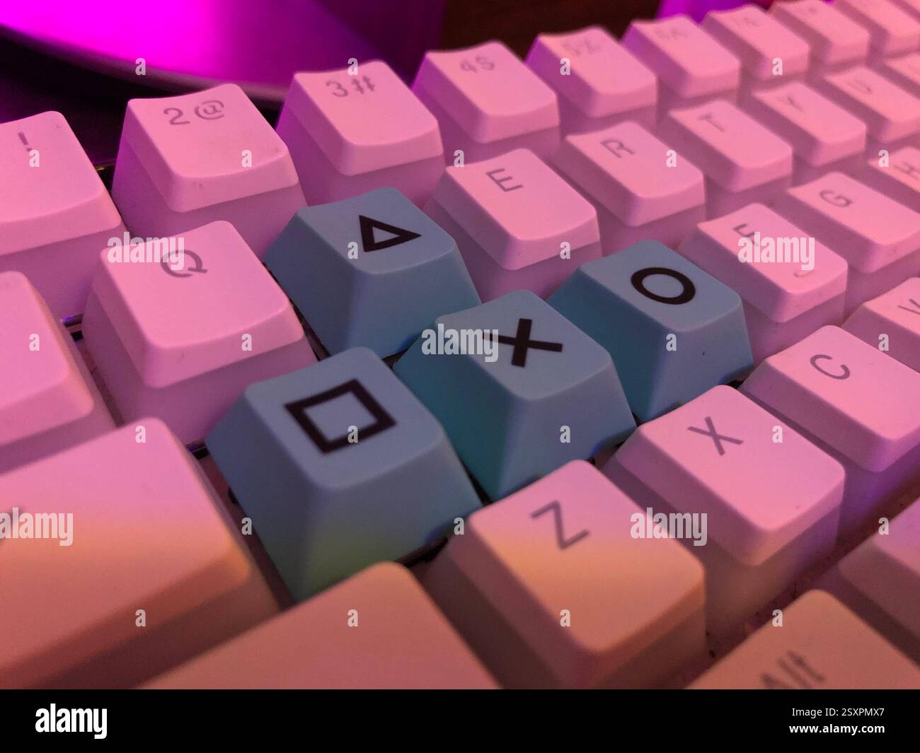 Mechanical keyboard with red laser switches white with white keys Stock ...