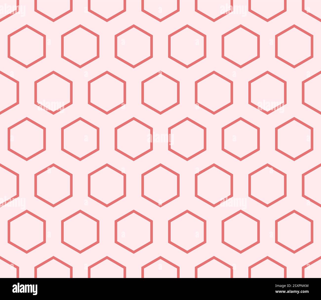 Tileable abstract background. Light Coral color on matching background. Hexagon bold mosaic cell ...
